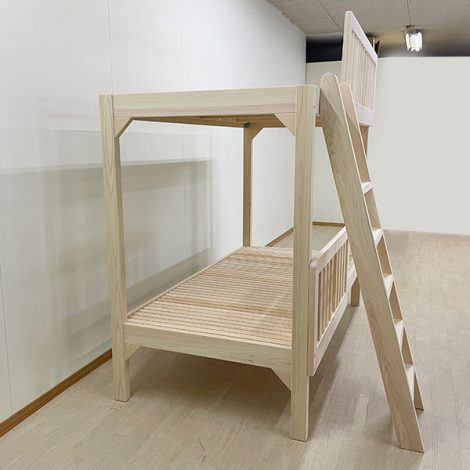壁と壁の間202cmに入れる長さ198cmのひのきオーダー二段ベッド2307036 - ヒノキ・ワークスの オーダーメイド ベッド集